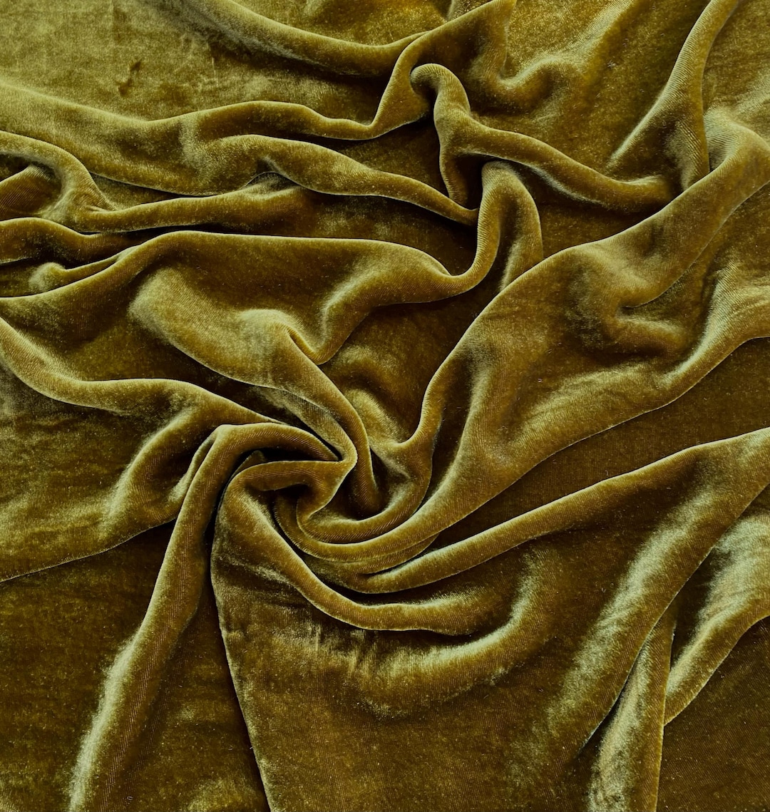 Antique Gold Mulberry Silk Velvet Fabric by the Yard, 1/2 Yard and 1/4 ...