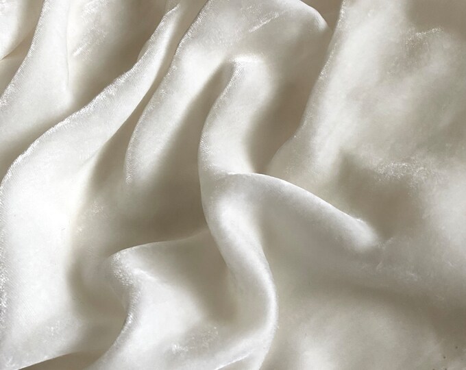 White/off-white Mulberry Silk Velvet Fabric by the Yard for Fashion ...