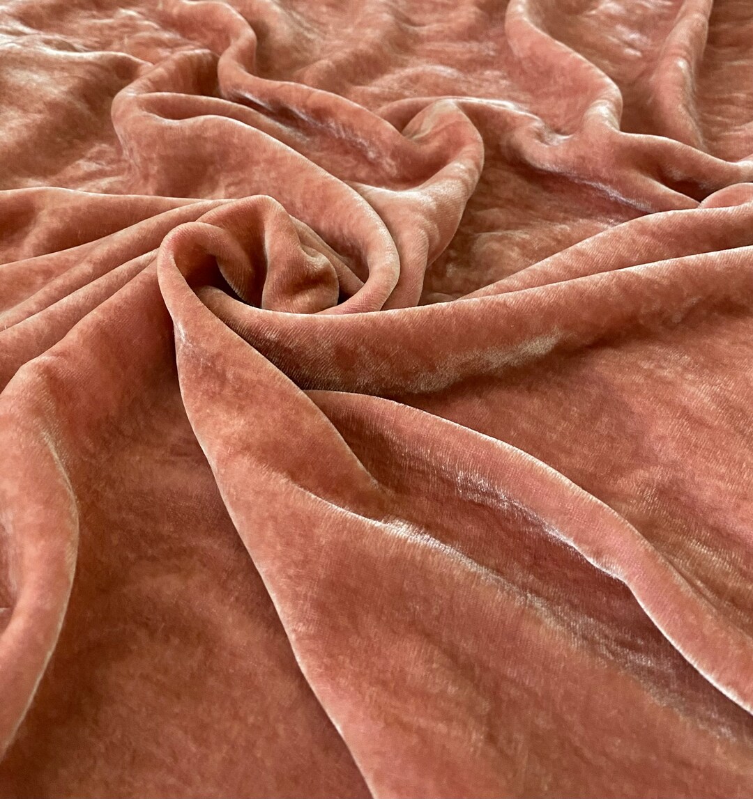 Salmon Pink Silk Velvet Fabric by Yard – Luxury Mulberry Velvet for ...