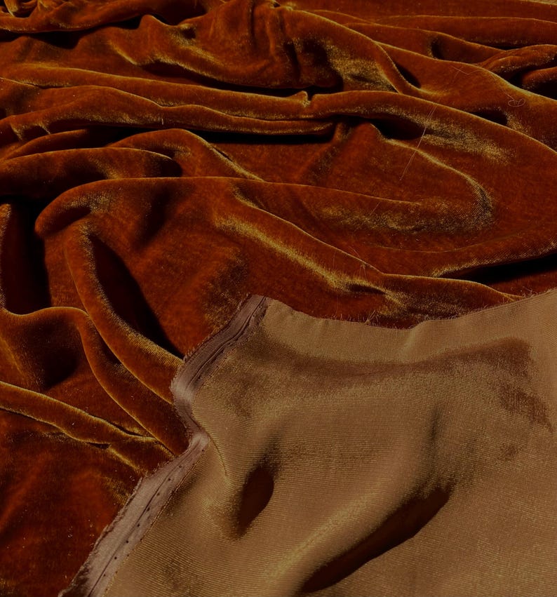 Rust Mulberry Silk Velvet Fabric by the Yard for Fashion, Bedding ...