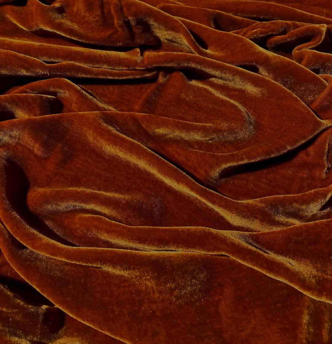 Rust Mulberry Silk Velvet Fabric by the Yard for Fashion, Bedding, Curtains, Home Decor and ...