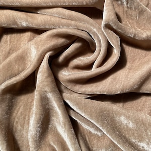 Walnut Cream Silk Velvet Fabric by Yard – Luxury Mulberry Velvet for ...