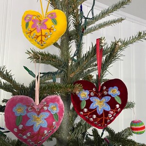 Silk Velvet Heart With Flower Embroidery for Gift/home Decor/ornament ...