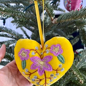 Silk Velvet Heart With Flower Embroidery for Gift/home Decor/ornament ...