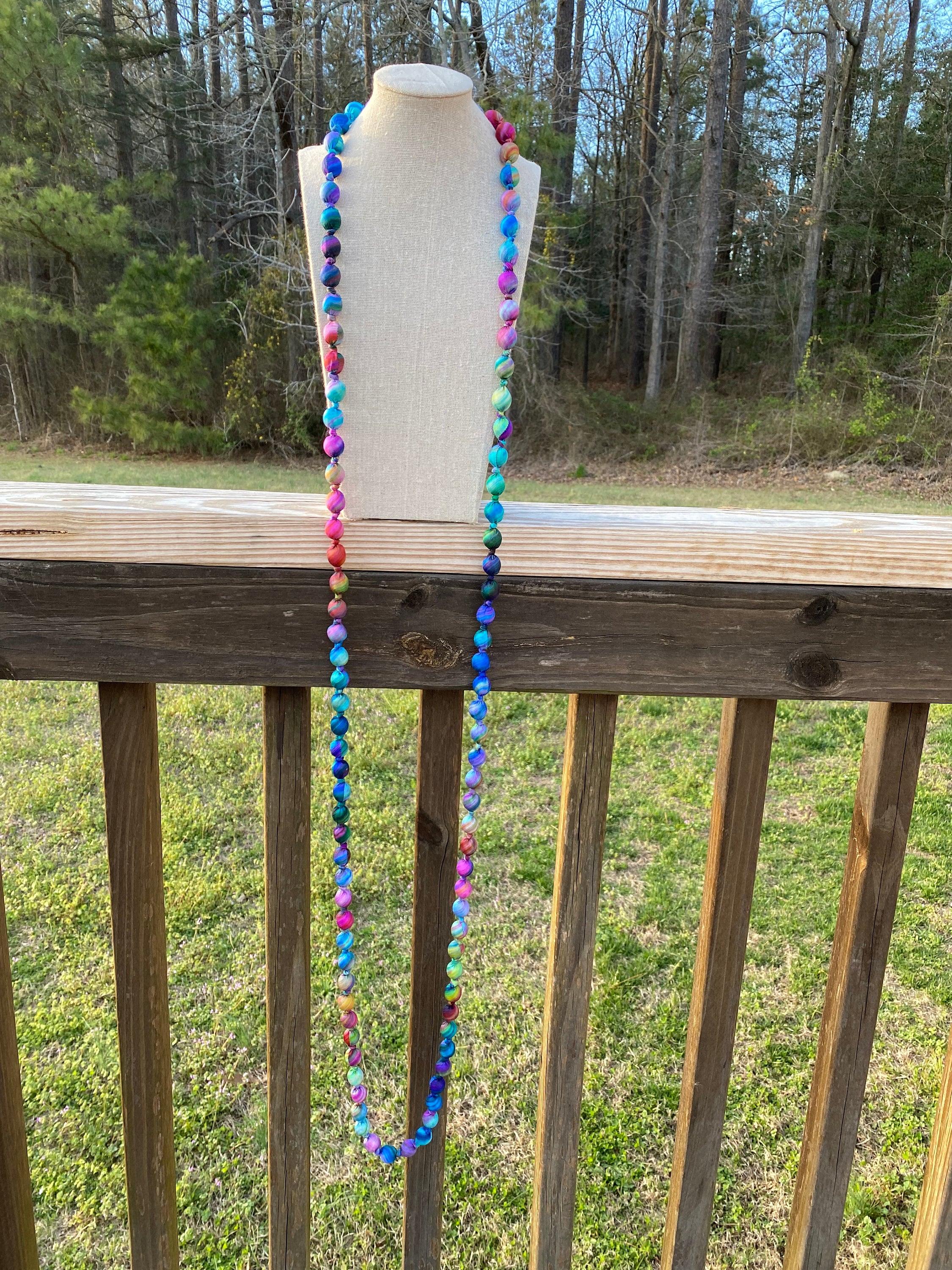 Long Silk Beaded Necklace, Multi-colored Necklace for Women - Etsy