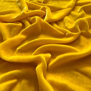 Bright Yellow Mulberry Silk Velvet Fabric by the Yard for Fashion ...