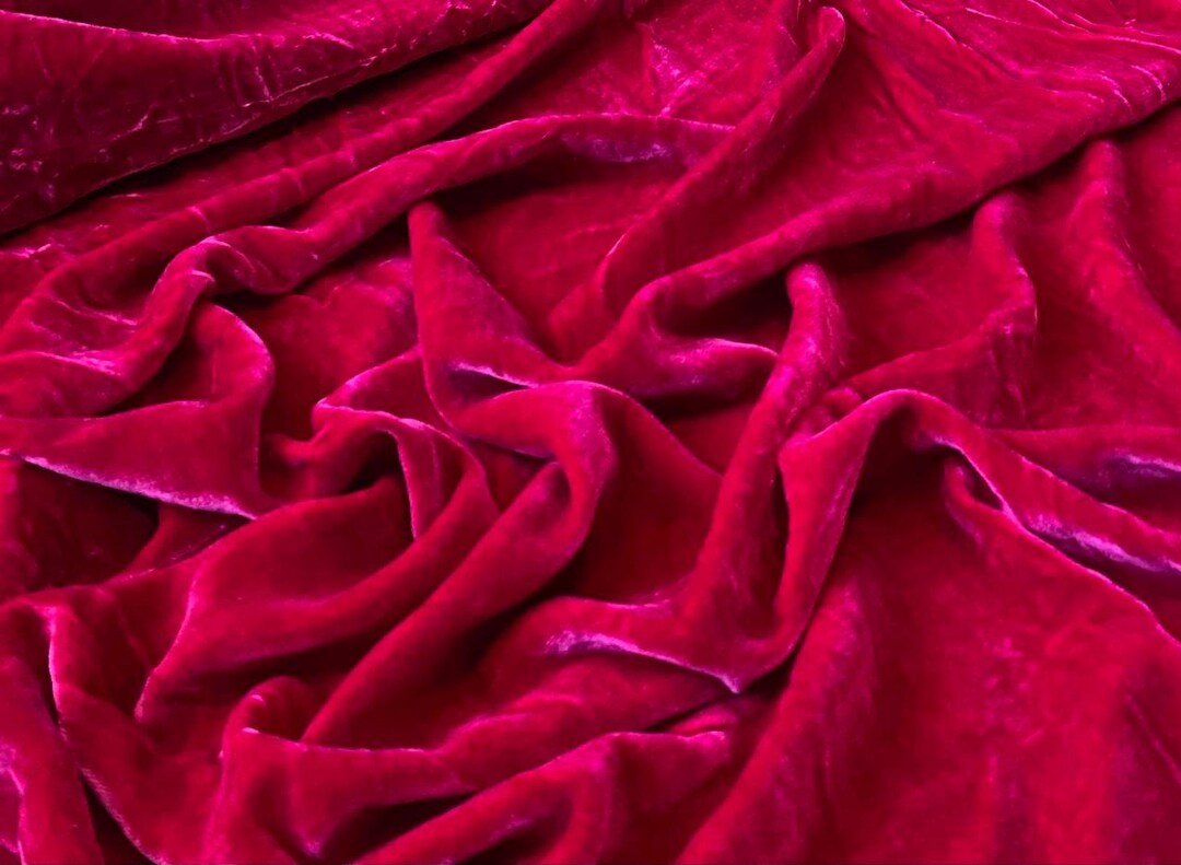 Pinkish Red Mulberry Silk Velvet Fabric by the Yard, 1/2 Yard and 1/4 ...