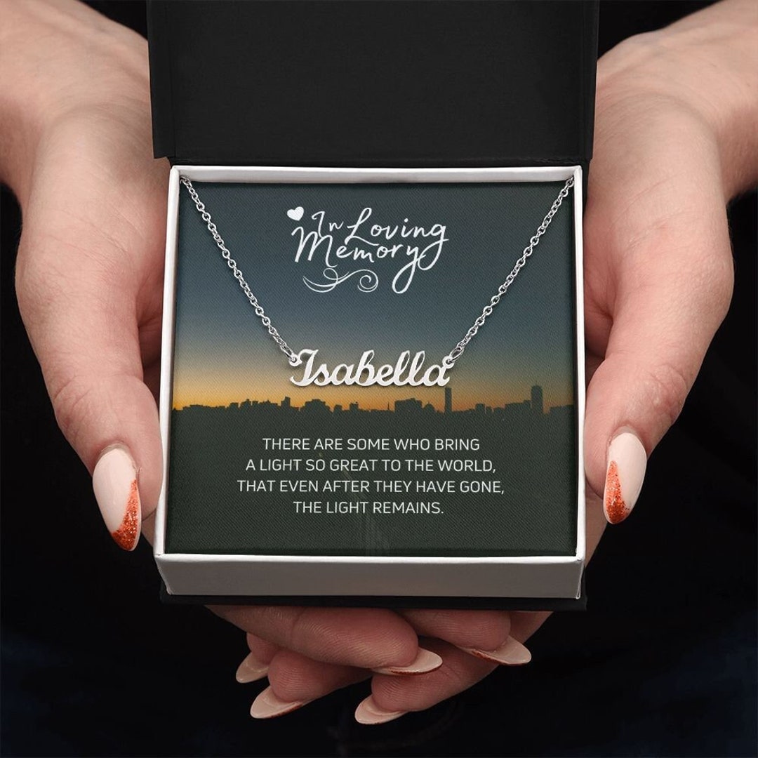 In Loving Memory Name Necklace, Personalized Signature Necklace, Custom ...