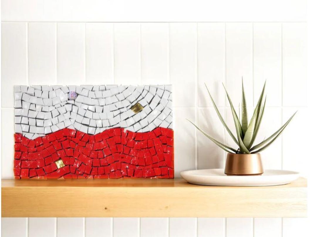 Polish Flag Mosaic Wall Art | Handmade Poland Decor | Unique Polish ...
