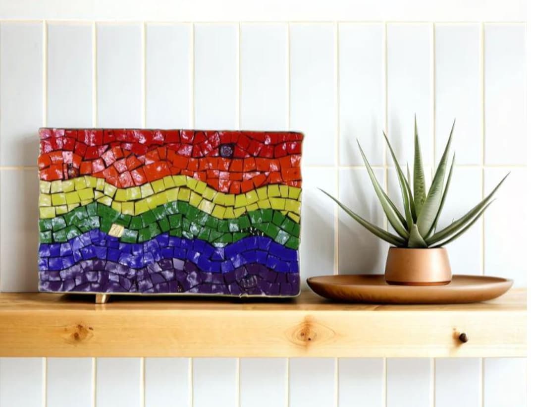 Handmade LGBTQ Pride Flag Mosaic Wall Art Unique Gay Pride Gift LGBTQ ...