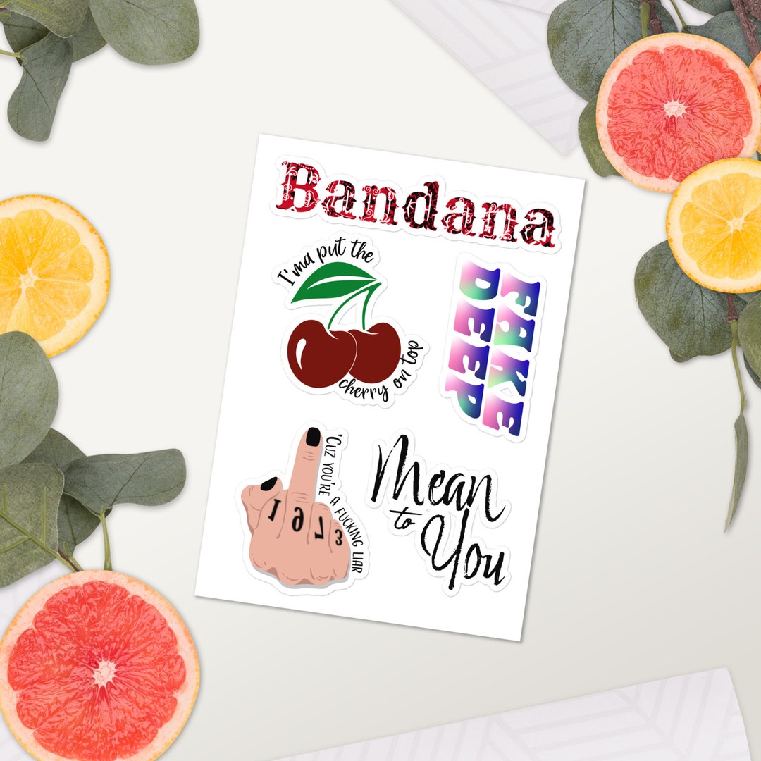 AMH Sticker Sheet Bandana, Fake Deep, Cherry, Lair, and Mean to You - Etsy