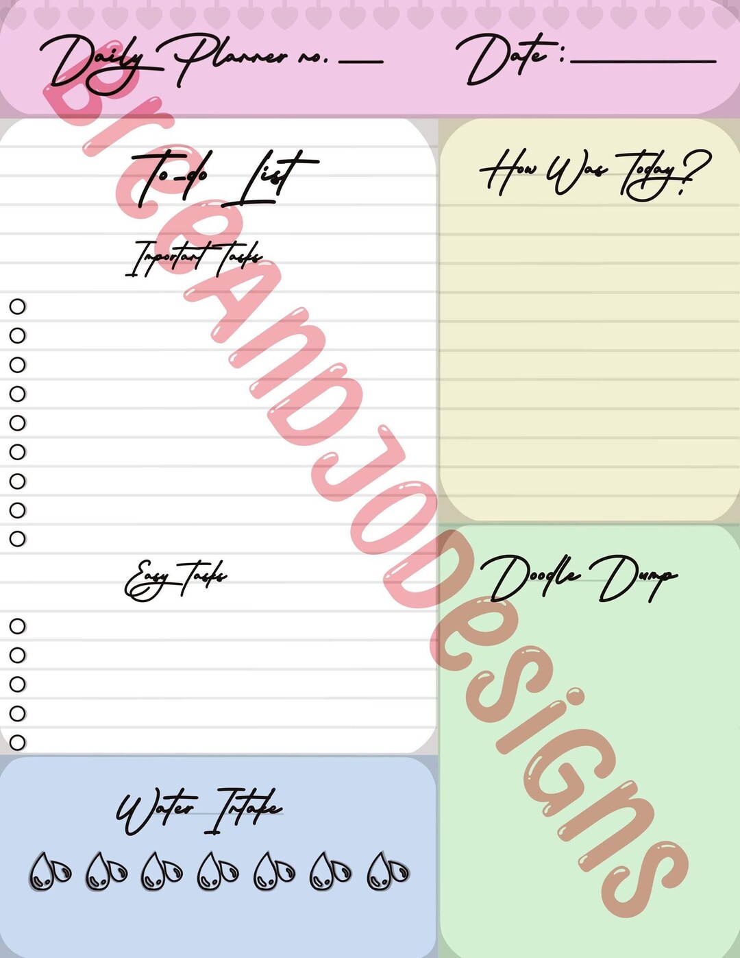 Printable Daily Self Care Planner PDF Color or B&W - Etsy