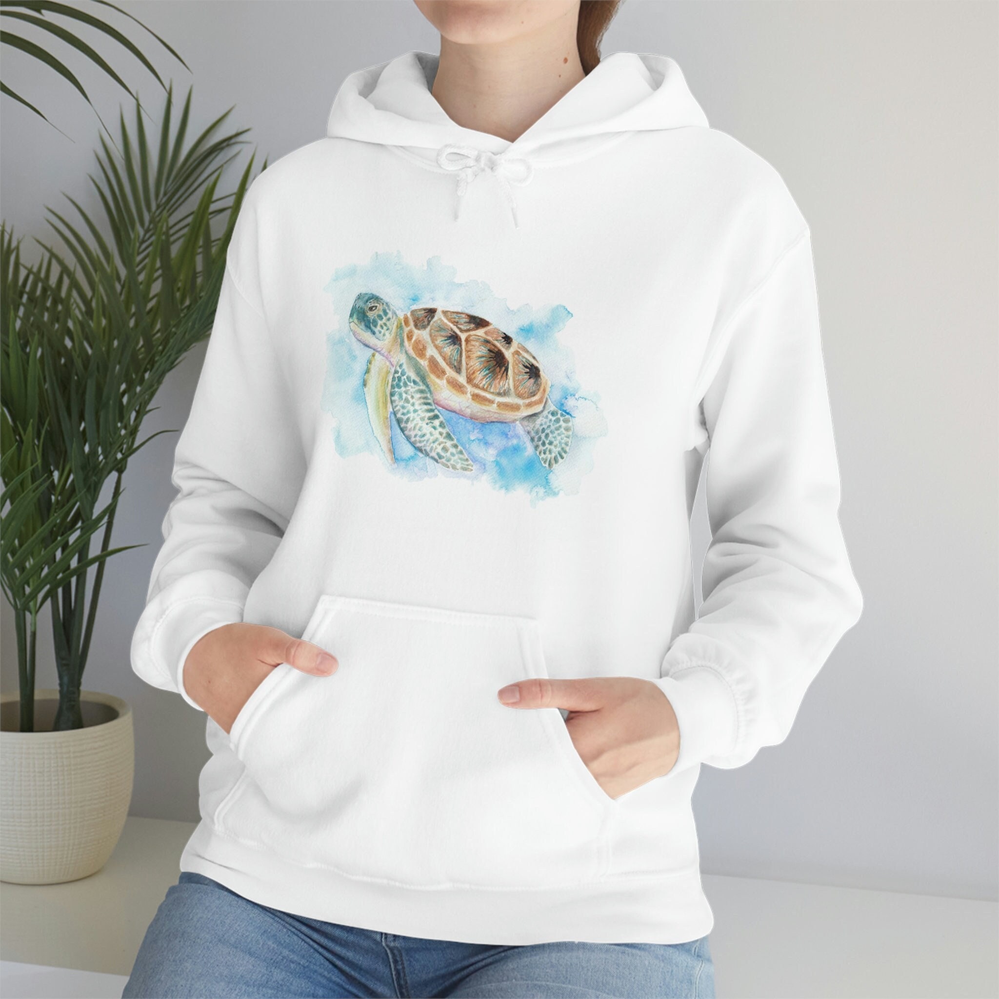 Sea Turtle Hooded Sweatshirt, Turtle Sweater, Sea Turtle Shirt, Turtle ...