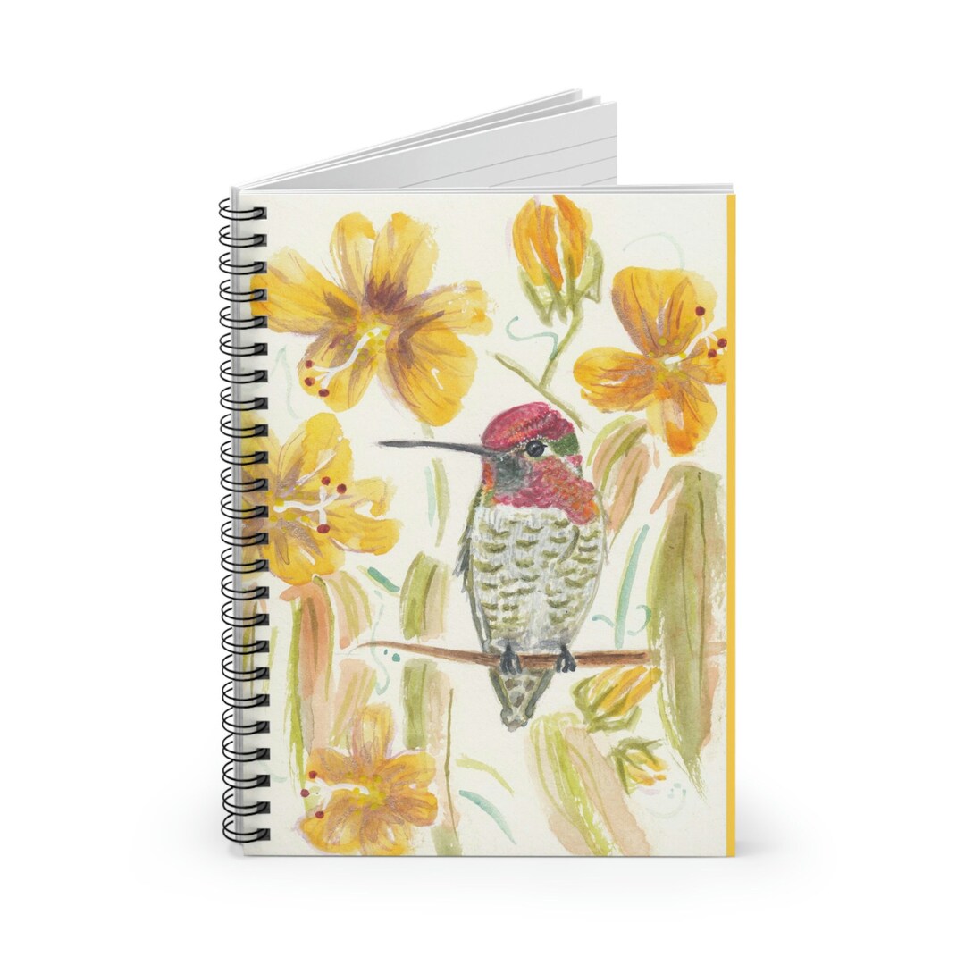 Hummingbird Spiral Notebook, Hummingbird Art, Lined Notebook, Bird ...