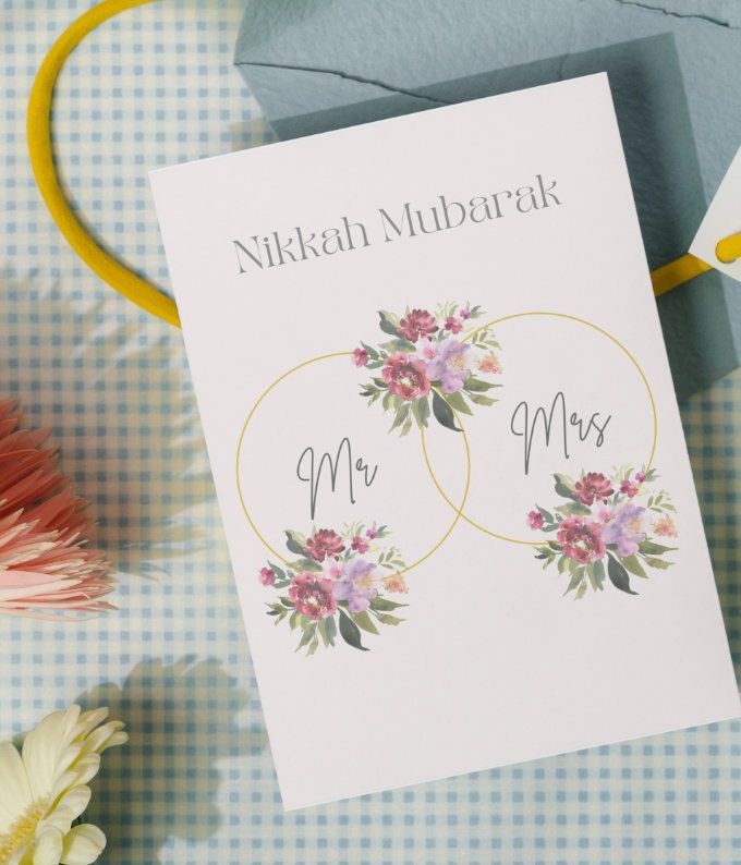 Nikkah Mubarak Wedding Card, Muslim Card, Nikkah Gift, Engagement Gift ...