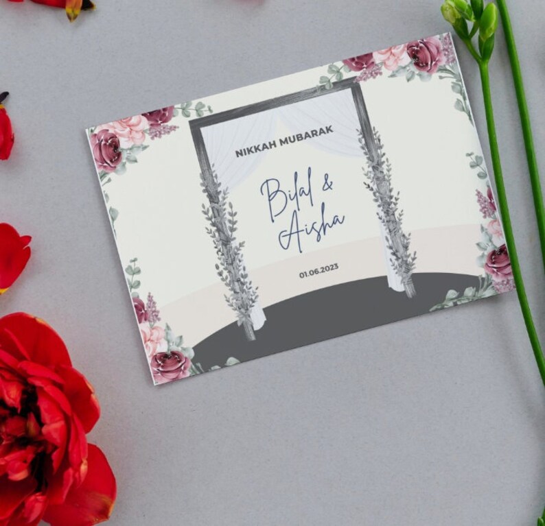 Nikkah Mubarak Wedding Card Personalised, Muslim Card, Nikkah Gift ...