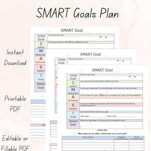 SMART Goals Template: Action Steps Worksheet (printable PDF) - Etsy