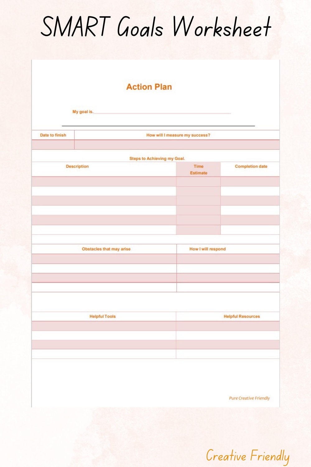 SMART Goals Worksheet Color With Action Plan - Etsy