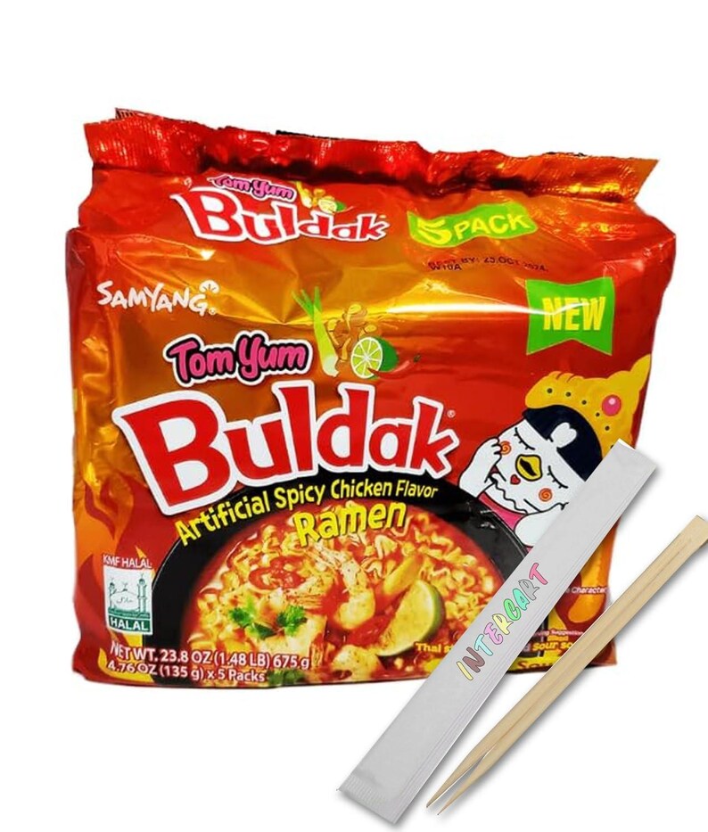 Buldak Noodles Tom Yum Spicy Ramen Chicken Flavor Stir Fried Instant ...