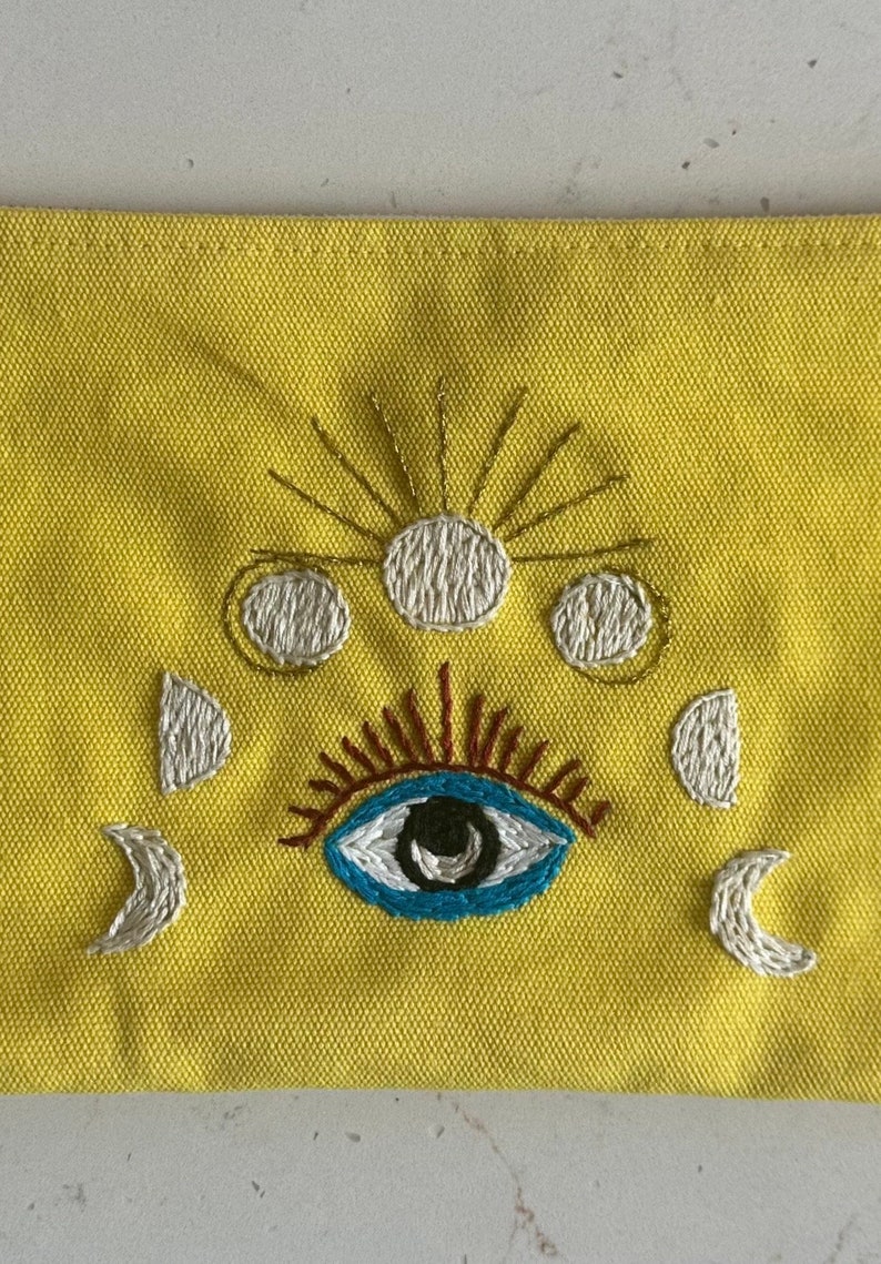 Hand Embroidered Moon Phases With All Seeing Eye Purse Clutch - Etsy