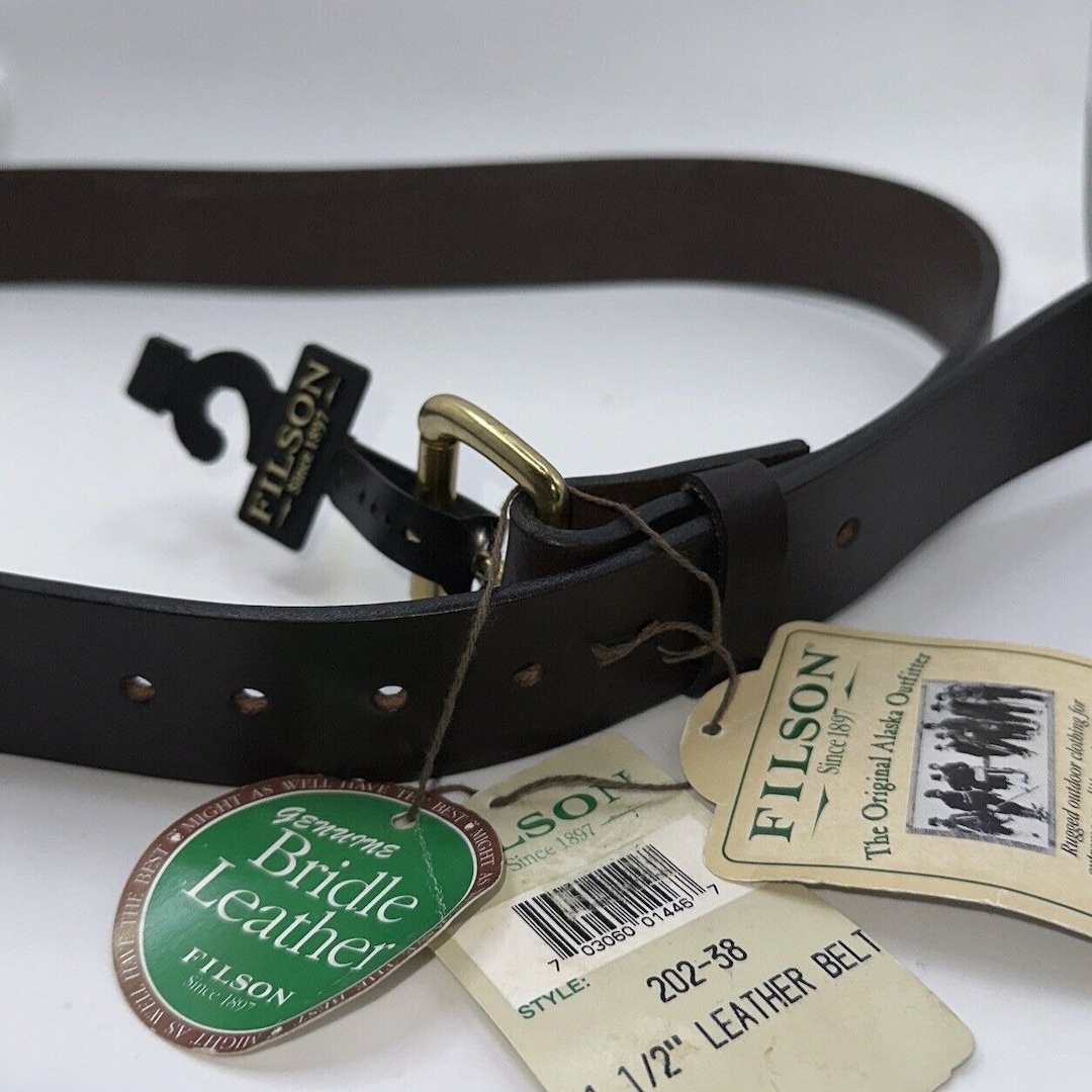 Filson Co. Bridle Leather Brass Buckle 1 1 1/2 Belt 38 With Tags - Etsy