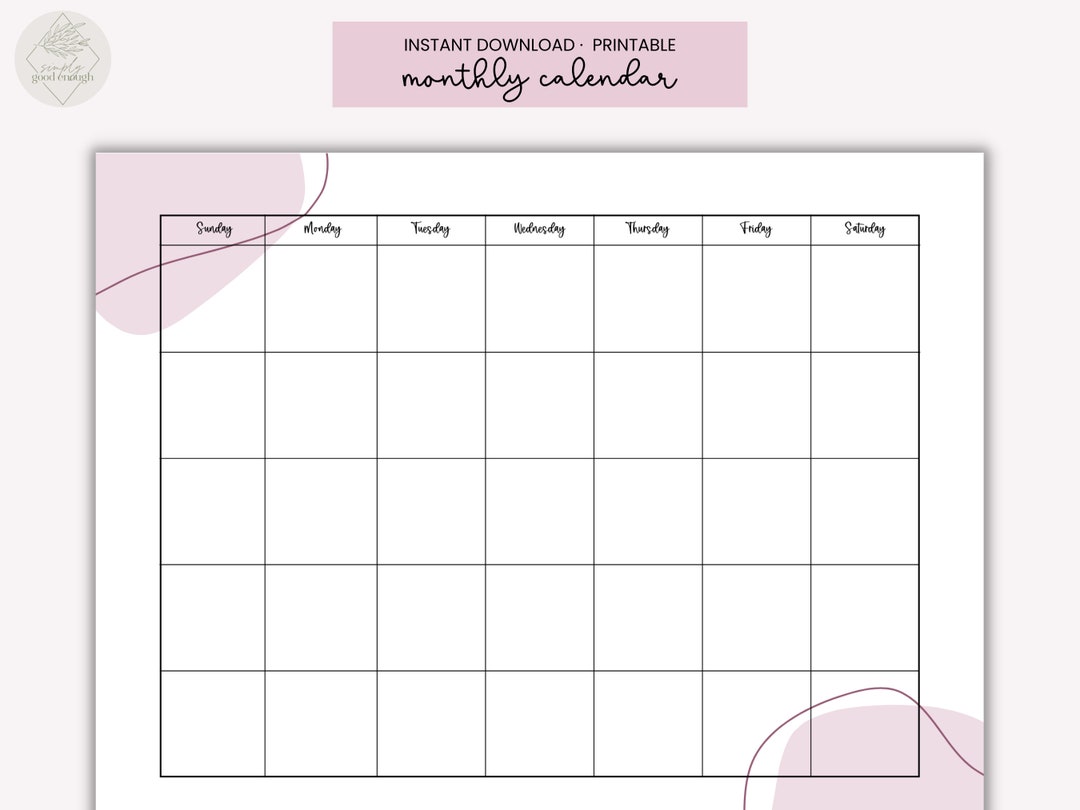 Blush Printable Calendar, Modern Printable Calendar, Tan Calendar ...