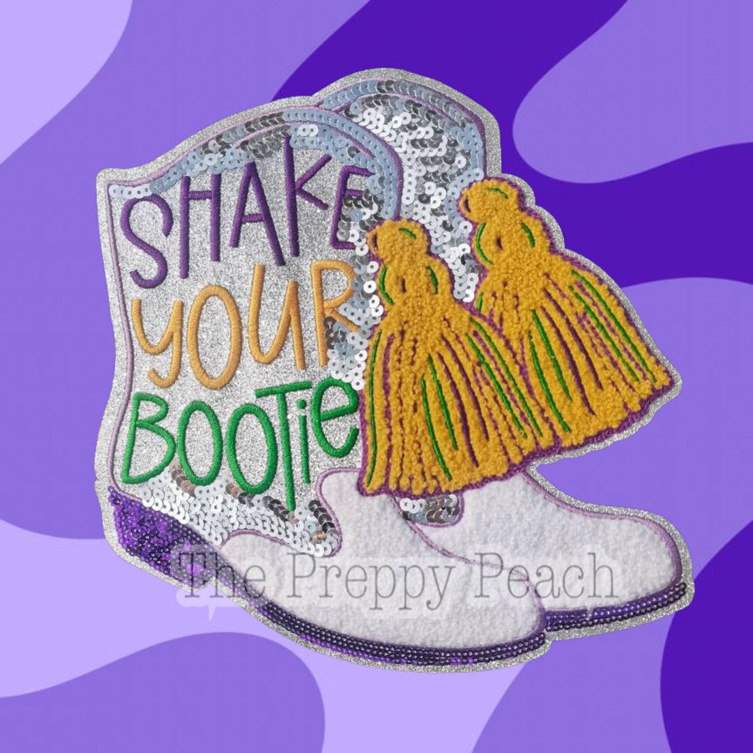 Mardi Gras Iron on Chenille Patch Preppy Chenille Patch Purple Gold and ...