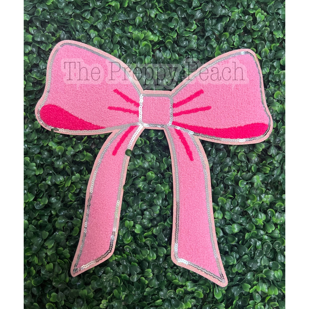 Preppy Bow Iron on Patch Girly Girl Chenille Patch Coquette Girl Iron ...