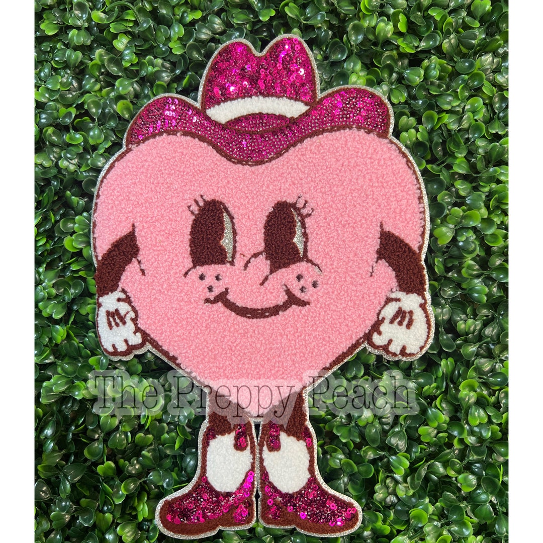 Howdy Heart Chenille Patch Valentines Chenille Patch Large Chenille Patch Western Chenille Patch ...