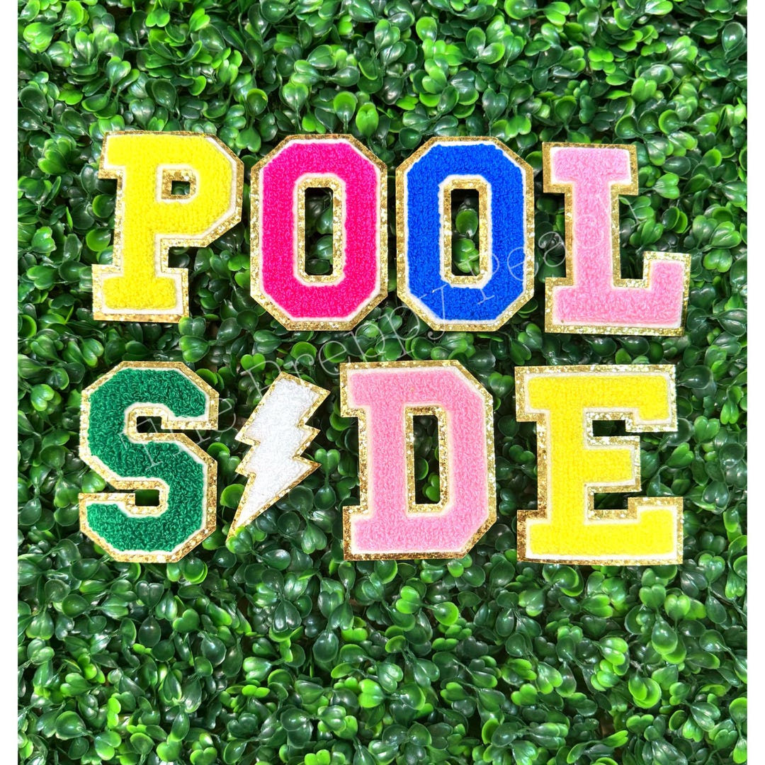 Pool Side Patch| Chenille Patch| Gold Trimmed Patch| Multi-color Patch ...