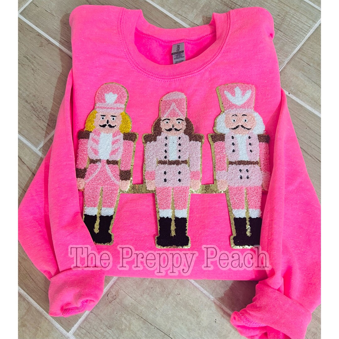 Pink Nutcracker Large Iron on Chenille Patch | Christmas Chenille Patch | Large Chenille Patch ...