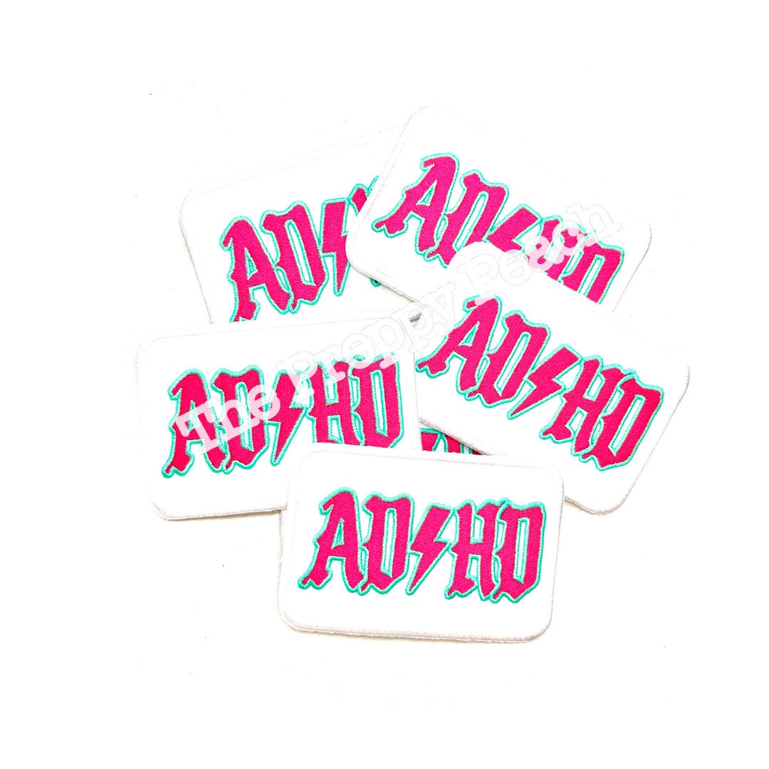 ADHD Patch | Iron on Patch | Trendy Patch | Pink Turquoise Patch | Hat ...