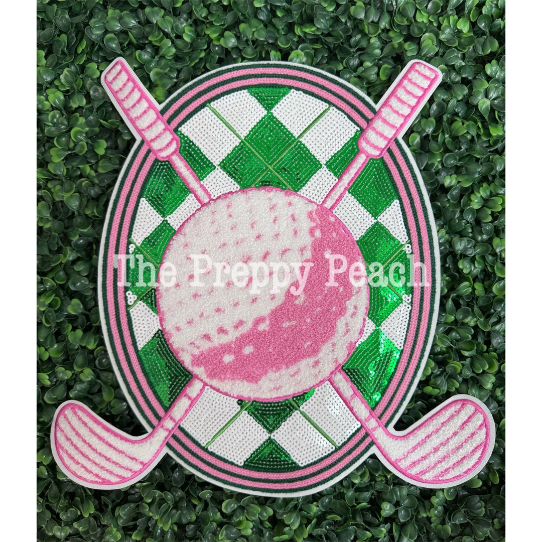 Preppy Golf Large Iron on Chenille Patch | Golf Chenille Patch | Sequin ...