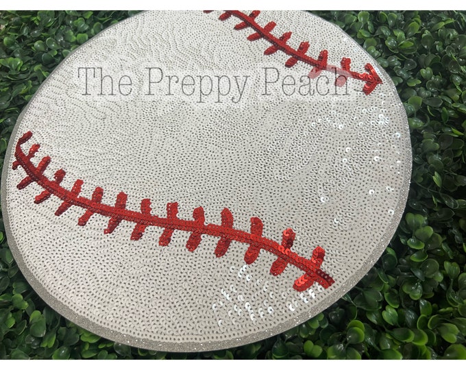 Large Baseball Sequin Patch | Baseball Patch | Gameday Iron on Patch | Sports Mom Patch | Iron ...