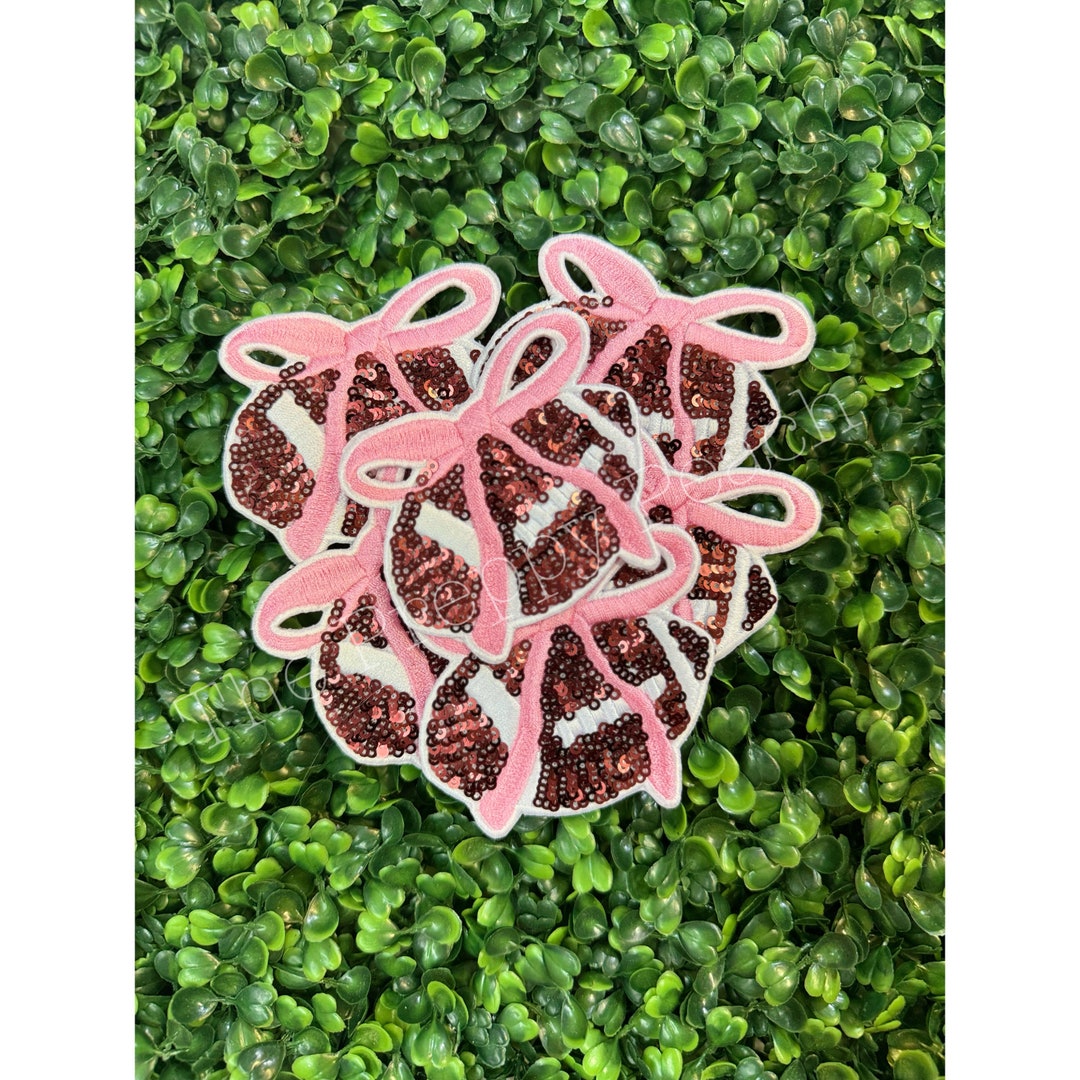Coquette Sequin Football Bow Iron on Patch Football Bow Iron on Patch ...