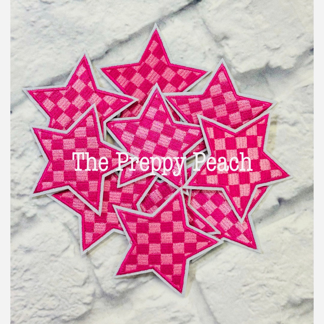 Checkered Star Iron on Patch Hot Pink Star Iron on Patch Edgy Aestetic ...