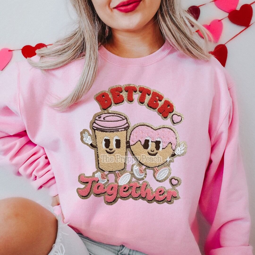 Valentines Day Patch Coffee and Donuts Chenille Patch Large Chenille ...