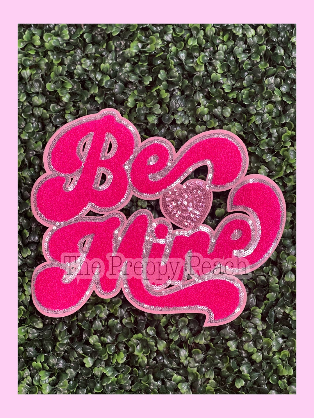 Be Mine hot Pink & Sequin Chenille Patch Retro Chenille Patch Large Chenille Patch Valentines ...