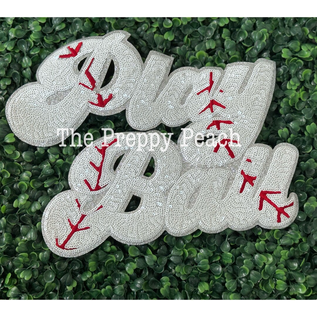 Baseball Play Ball Iron on Patch Baseball Sequin Patch Gameday Sequin Patch Sequin Chenille ...