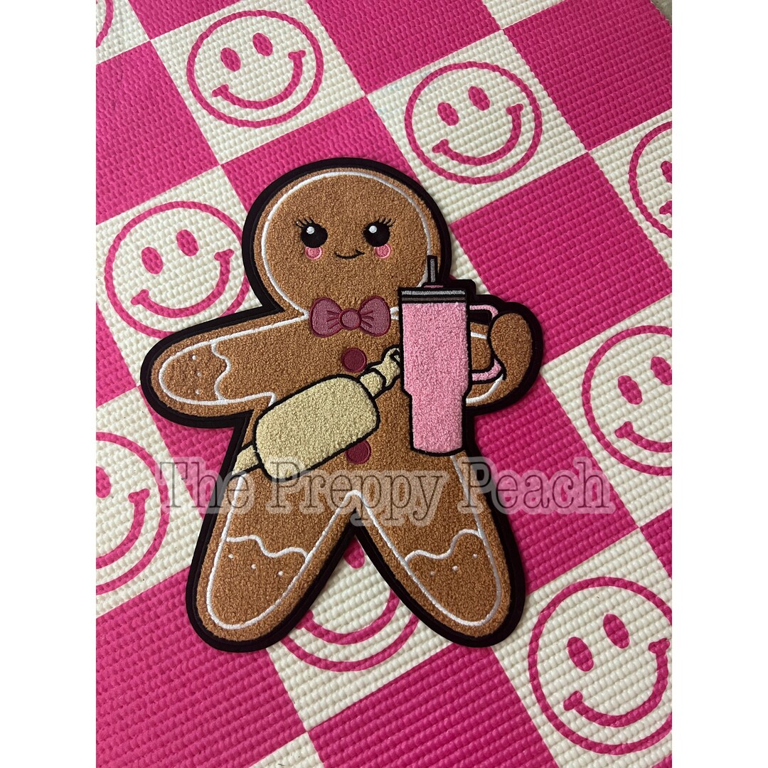 Gingerbread Girl Large Iron on Chenille Patch Christmas Chenille Patch ...