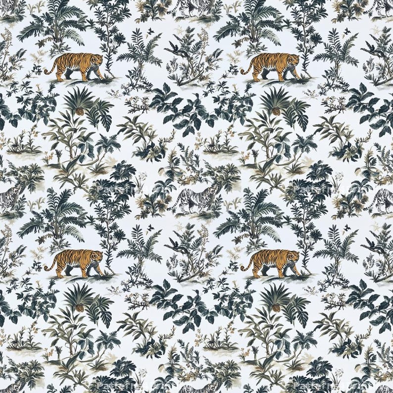 Nature-inspired Tiger Digital Pattern Print Seamless Fabric Design ...