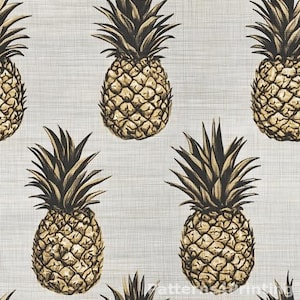 Seamless Pineapple Digital Pattern Print Vintage Tropical Fabric Design ...