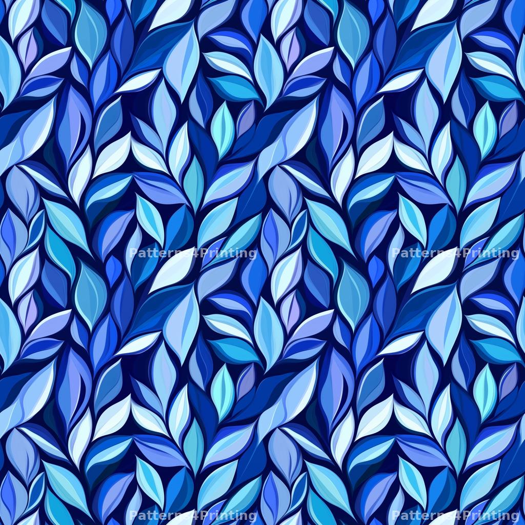 Elegant Blue Leafy Digital Pattern Print Seamless Design for Fabric and ...