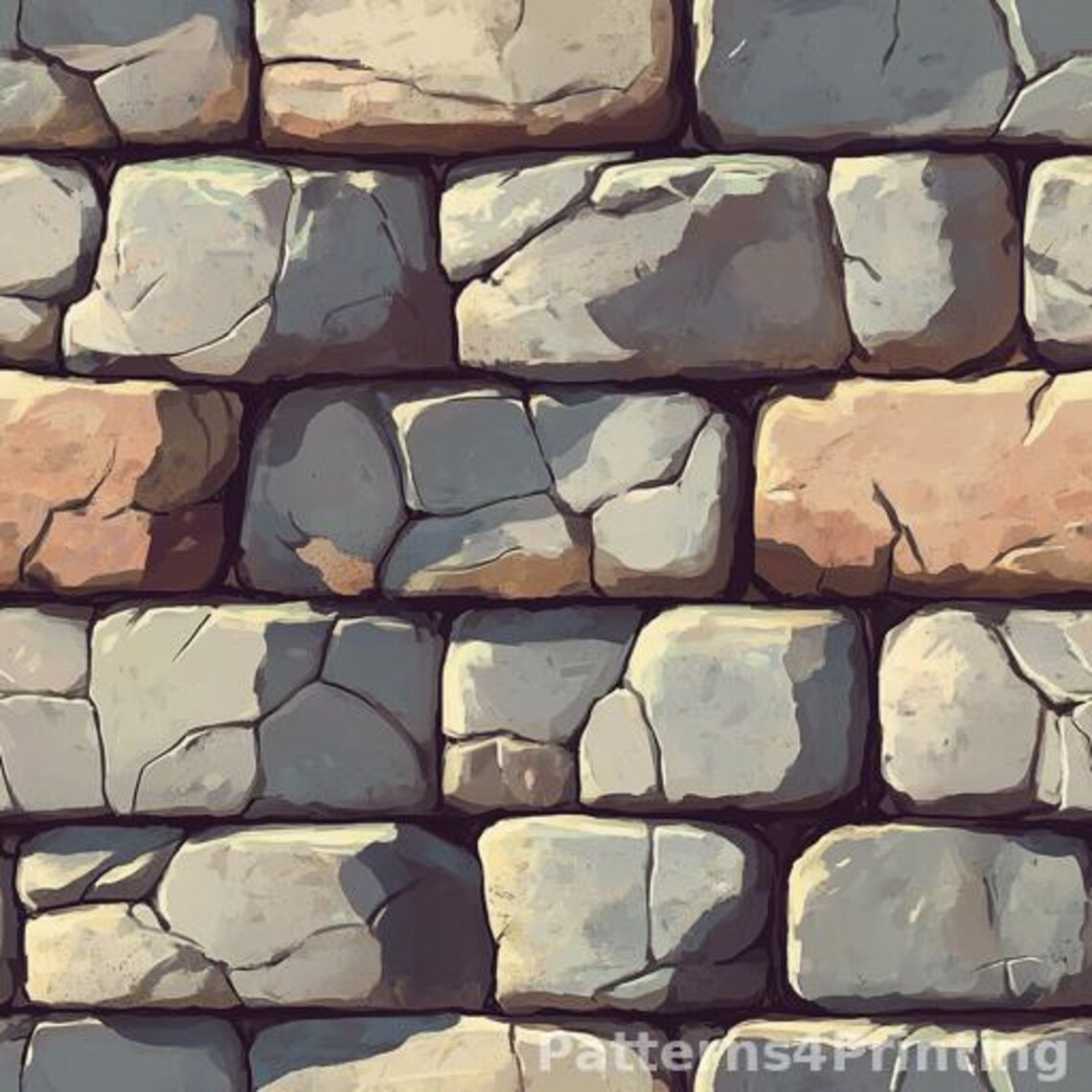 Seamless Digital Stone Pattern Print Rustic Earthy Colors Textured Wall ...