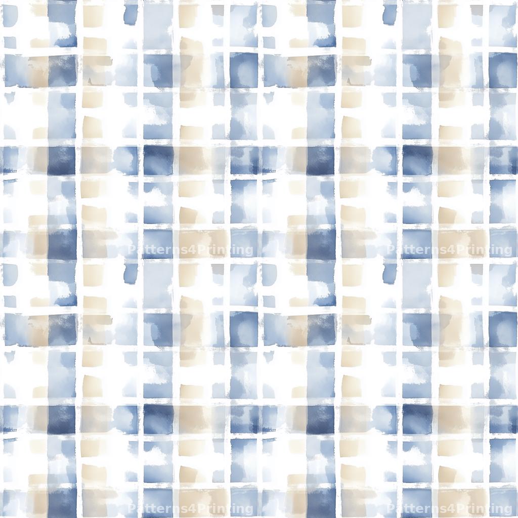Watercolor Blue Beige Grid Digital Pattern Print Seamless Design for ...