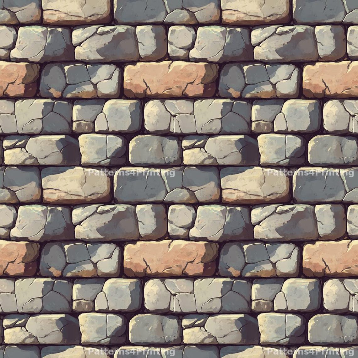 Seamless Digital Stone Pattern Print Rustic Earthy Colors Textured Wall ...