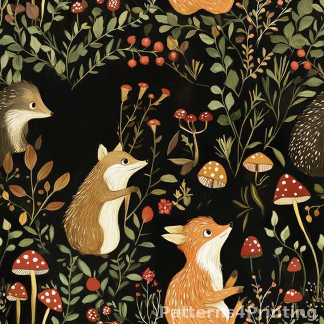 Playful Woodland Animals Digital Pattern Print for Fabric Design ...
