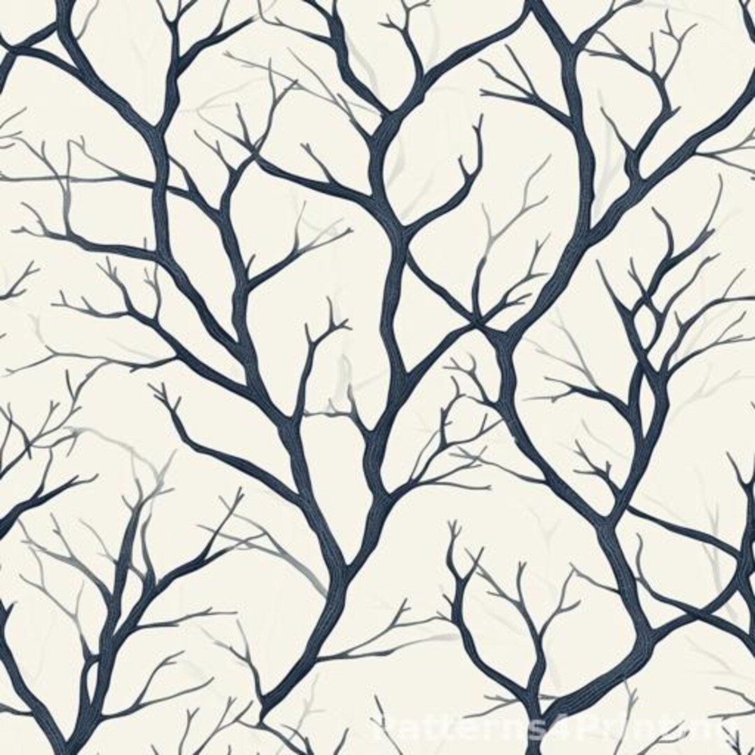 Navy Branches Seamless Pattern: Elegant Home Decor (digital Download ...