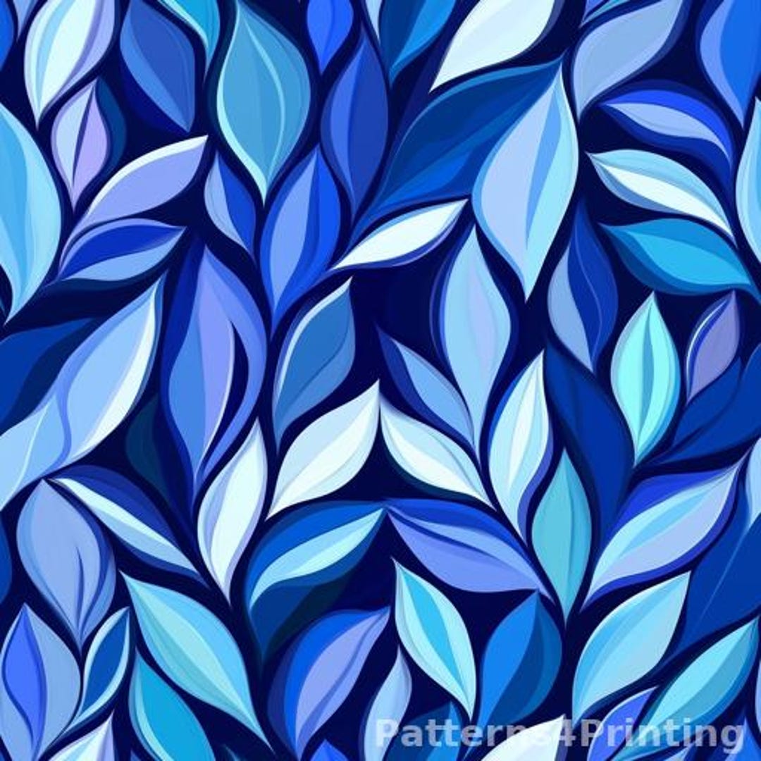 Elegant Blue Leafy Digital Pattern Print Seamless Design for Fabric and ...