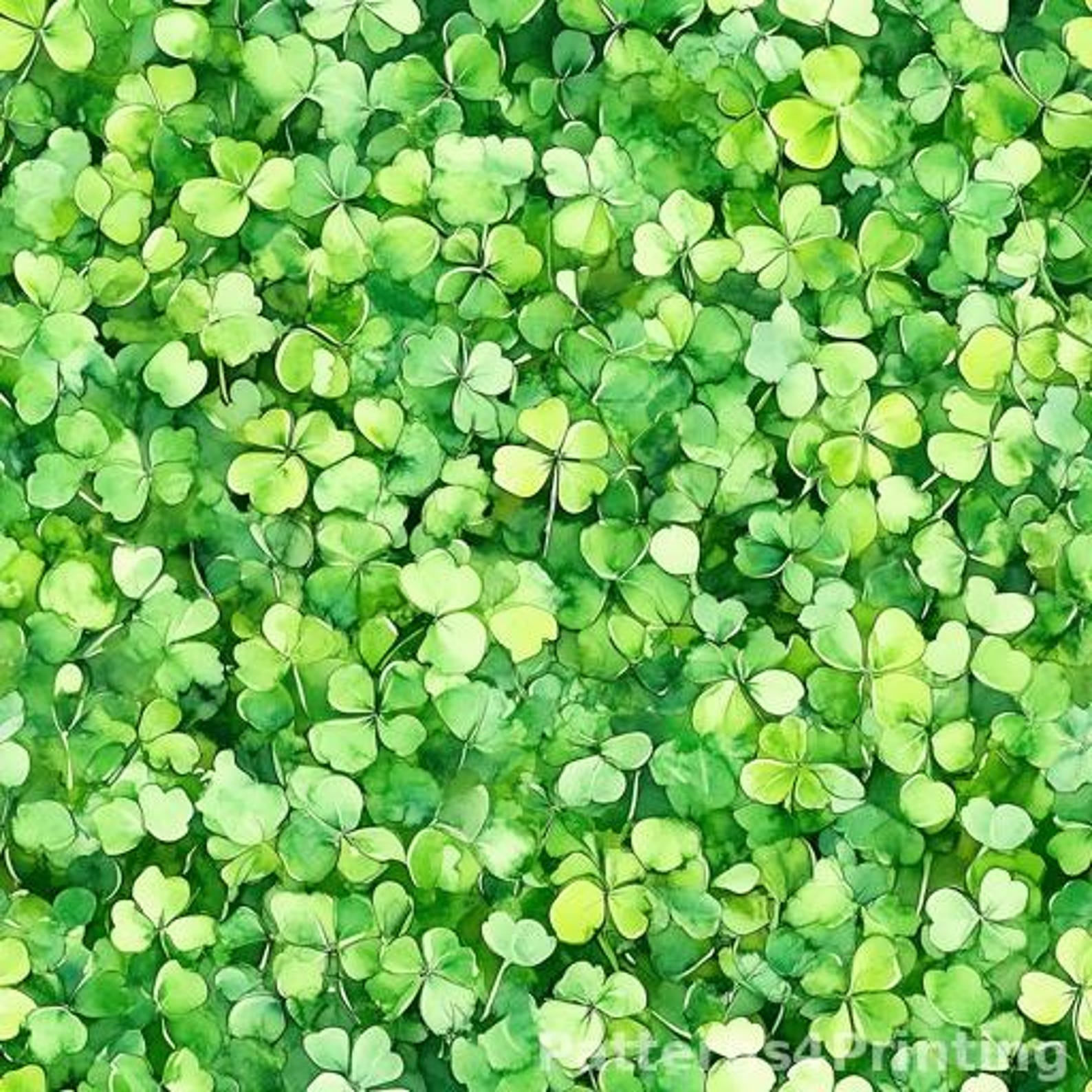Watercolor Shamrock Pattern: Lush Green Fabric Design (digital Download ...